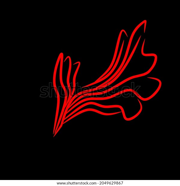 Leaf Logo Illustration Red Line Art Stock Vector (Royalty Free ...