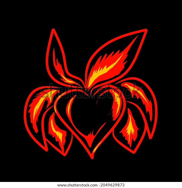 Leaf Logo Illustration Red Line Art Stock Vector (Royalty Free ...