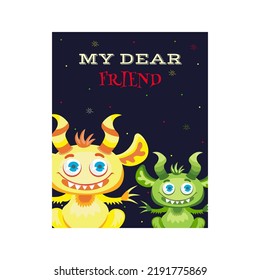 Leaflet Design Friendly Monsters Variety Funny Stock Vector (Royalty ...