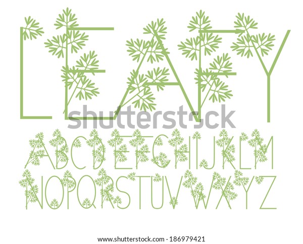 Leafy Font Symbol Icon Alphabet Through Stock Vector (Royalty Free ...