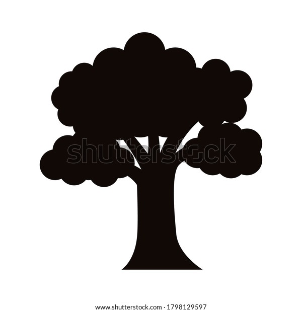 Leafy Tree Silhouette Style Icon Vector Stock Vector (Royalty Free ...