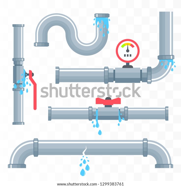 Leaking Pipes Broken Pipeline Vector Illustration Stock Vector (Royalty ...