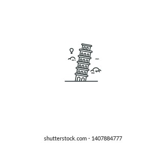 Leaning Tower Hand Drawn Pisa Outline Stock Vector (Royalty Free ...