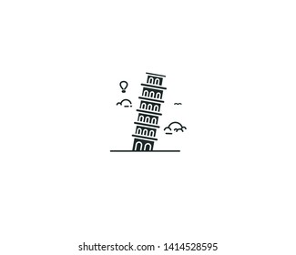 Leaning Tower Hand Drawn Pisa Outline Stock Vector (Royalty Free ...