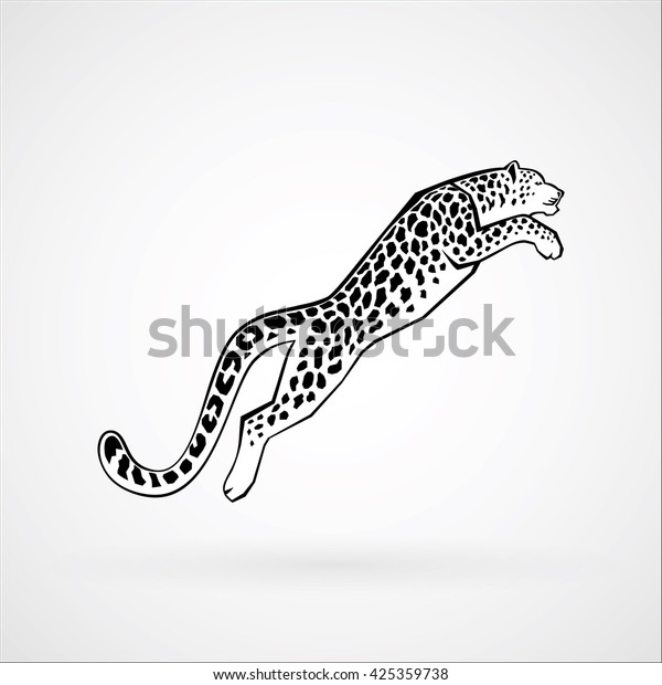 Vektor Stok Leaping Snow Leopard Sign Logo Vector (Tanpa Royalti ...