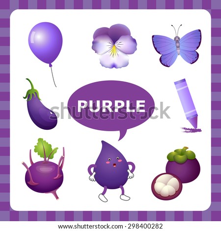 Learn Color Purple Things That Purple Stock Vector (Royalty Free ...