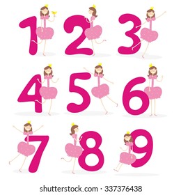 Learn Count Numbers Funny Cartoon Princess Stock Vector (Royalty Free ...