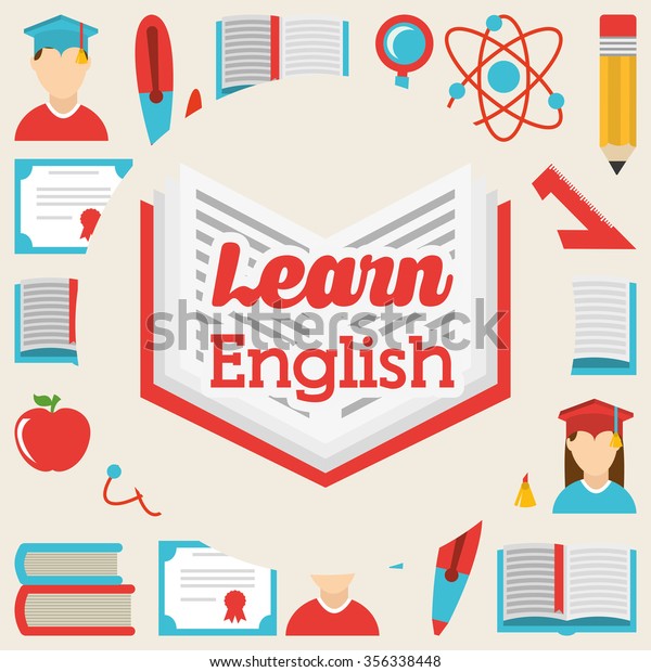 Learn English Design Vector Illustration Eps10 스톡 벡터(로열티 프리) 356338448