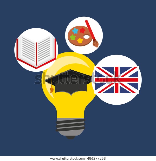 Learn English Education Icons Vector Illustration Stock Vector (Royalty ...