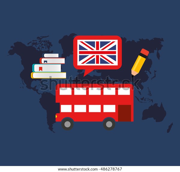 Learn English Education Icons Vector Illustration Stock Vector (Royalty ...