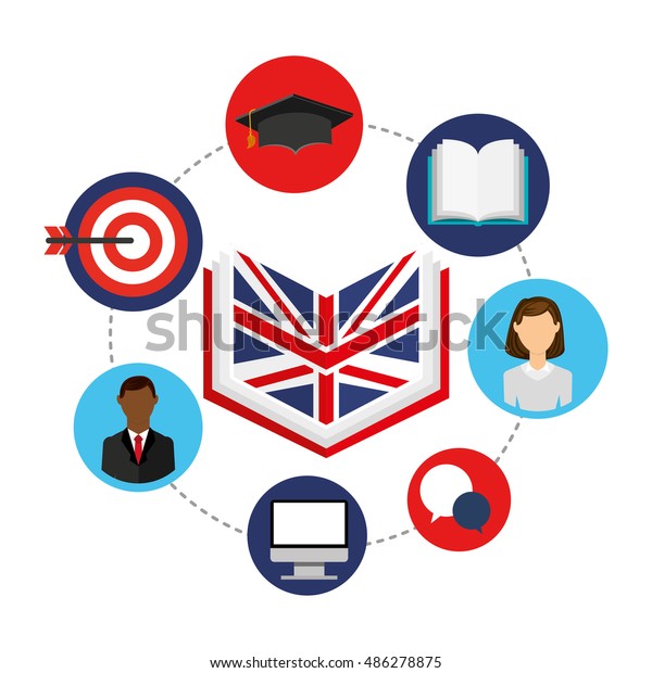 Learn English Education Icons Vector Illustration Stock Vector (Royalty ...