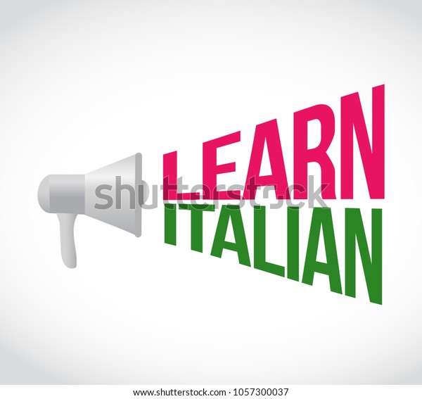 Learn Italian Loudspeaker Message Sign Illustration: เวกเตอร์สต็อก ...