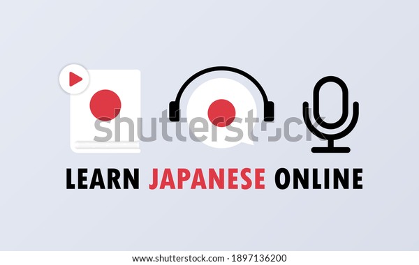 Learn Japanese Online Banner Japanese Learning Stock Vector (Royalty ...