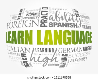 Learn Language Word Cloud Education Business: vector de stock (libre de ...
