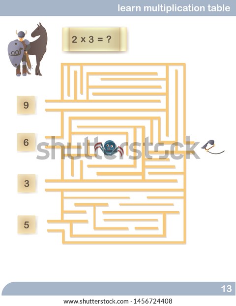 Learn Multiplication Table Labyrinth Viking Adventure: vector de stock ...