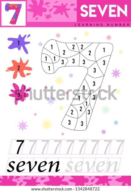 Learn Numbers 7 Kids Learn Count Stock Vector (Royalty Free) 1342848722 ...