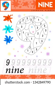 Learn Numbers 9 Kids Learn Count Stock Vector (Royalty Free) 1342849790 ...