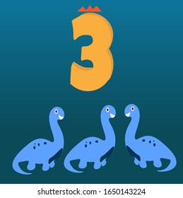 Learn Numbers Cards Kids Numbers Three Stock Vector (Royalty Free ...