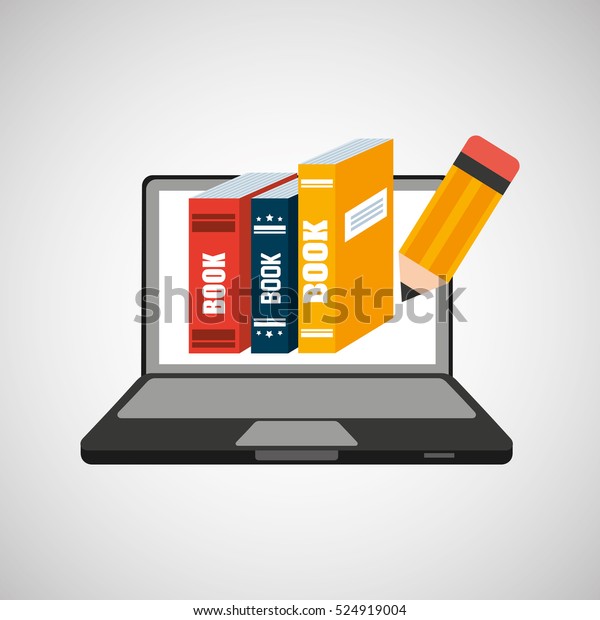 Learn Online School Books Writing Vector Stock Vector (Royalty Free ...