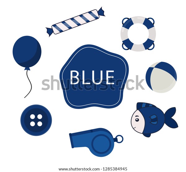 Learn Primary Colors Different Objects Blue Stock Vector (Royalty Free ...