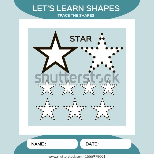 Learn Shapes Star Handwriting Practice Trace Stock Vector (Royalty Free ...