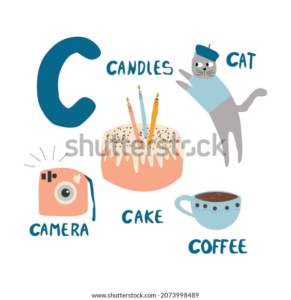 Learning Card Alphabet Letter C Set Stock Vector (Royalty Free ...