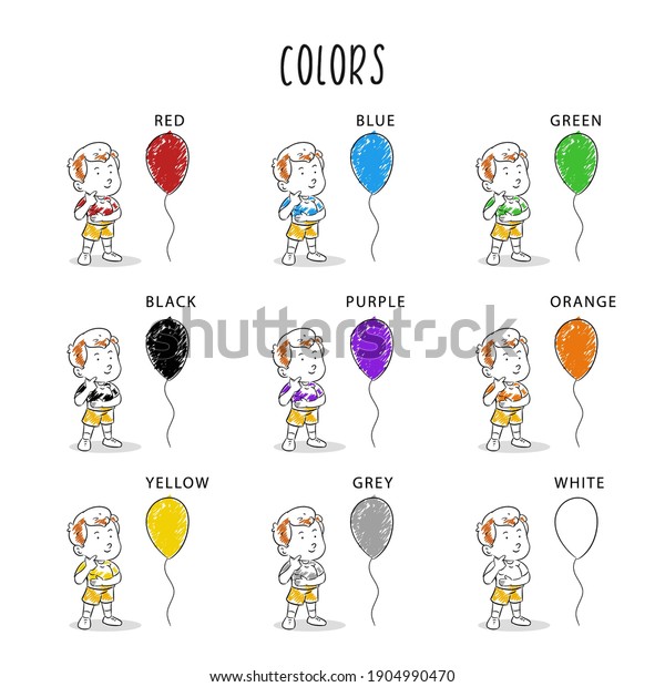 Learning Color English Balloons Stock Vector (Royalty Free) 1904990470 ...