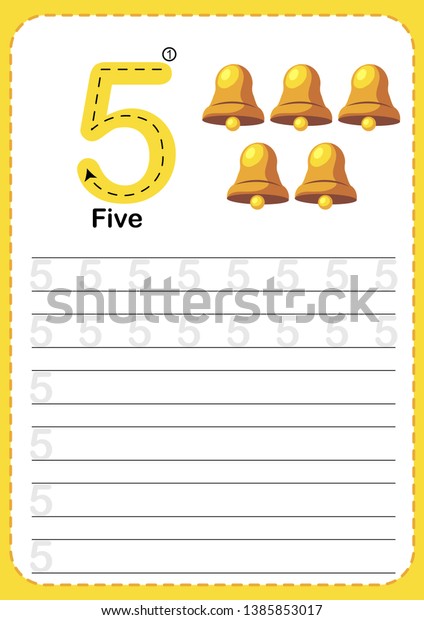 Learning Counting Numberexercises Kids Number 5 Stock Vector (Royalty ...