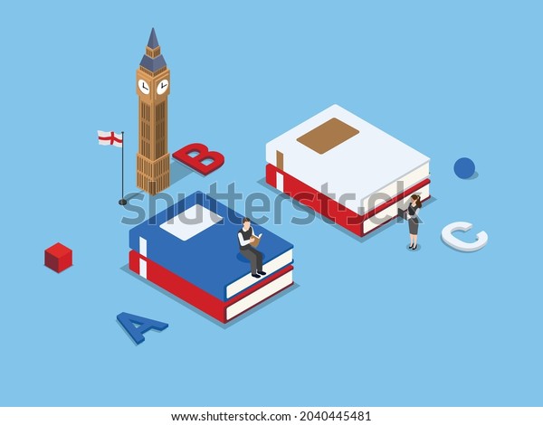Learning English Vector Concept Two High Stock Vector (Royalty Free ...