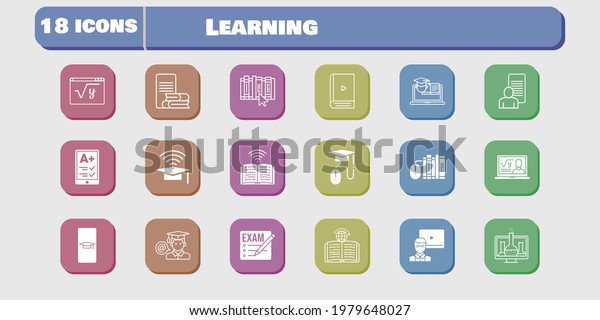 Learning Icon Set Included Chemistry Study Stock Vector (Royalty Free ...