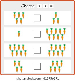 Learning Mathematics Numbers Choose More Less Stock Vector (Royalty ...