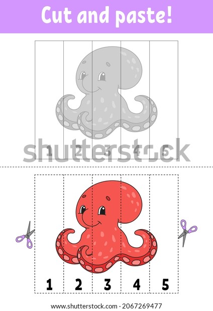 Learning Numbers 15 Cut Glue Cartoon Stock Vector (Royalty Free ...