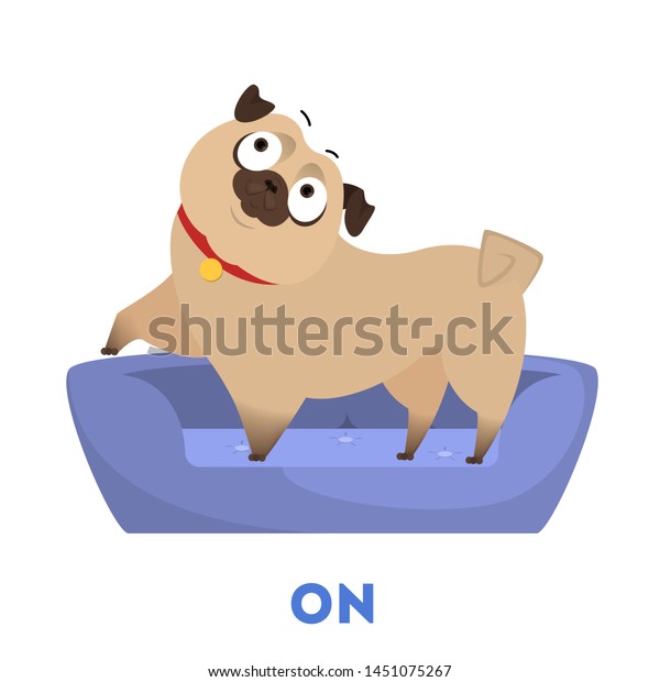 Learning Preposition Concept Animal Pug On Stock Vector (Royalty Free ...