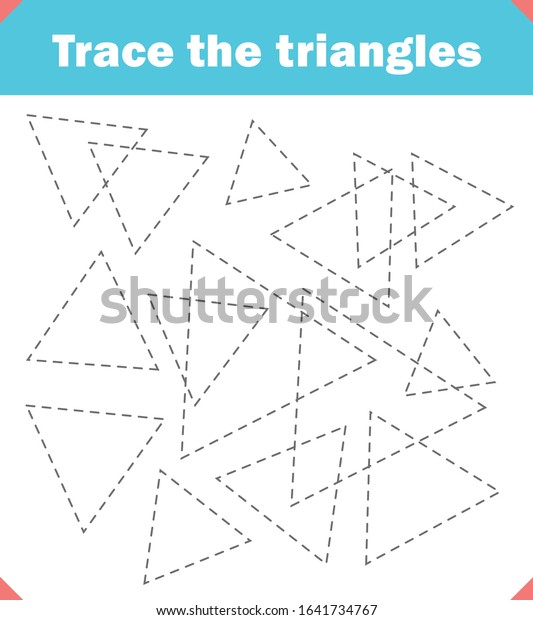 Learning Shapes Preschool Worksheet Trace Triangles 스톡 벡터(로열티 프리 ...