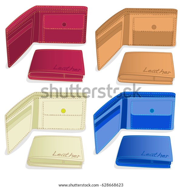 Leather Wallet Illustration Set Vector Stock Vector (Royalty Free ...