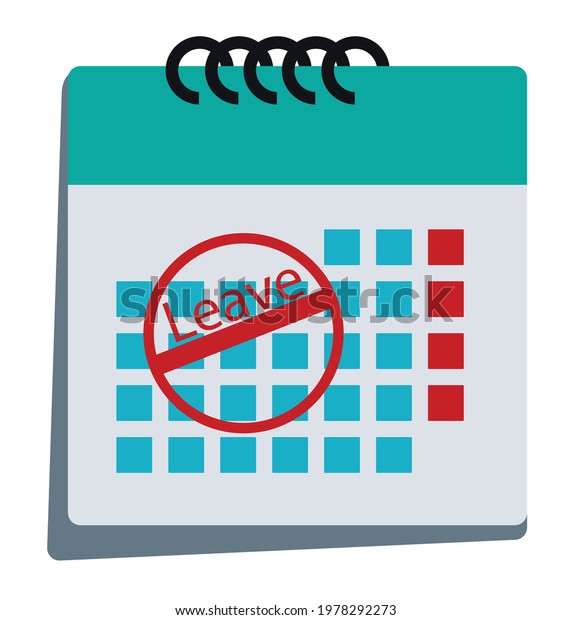 Leave Calendar Vector Illustration Marked Red Stock Vector (Royalty ...