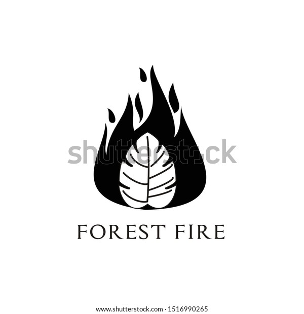 Leave Fire Black White Logo Vector Stock Vector (Royalty Free) 1516990265