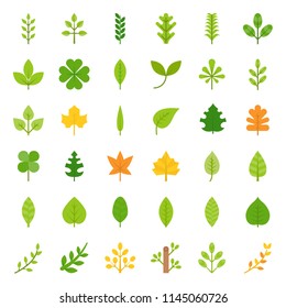 Leaves Branch Icon Set Flat Design Stock Vector (Royalty Free ...