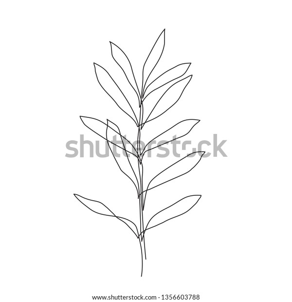 Leaves one line drawing. Hand drawn modern minimalistic design for ...