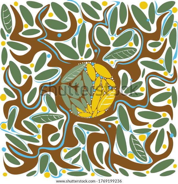 Leaves Tree Branches Geometric Shapes Stock Vector (Royalty Free ...