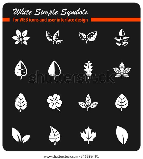 Leaves White Simple Symbols Web Icons Stock Vector (Royalty Free ...