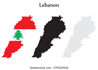 Lebanon Flag Map Shape Black Gray Stock Vector (Royalty Free ...