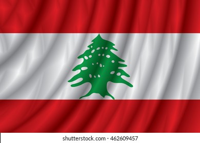 Flag Lebanon Rectangular Shape Icon Wavy Stock Vector (Royalty Free ...
