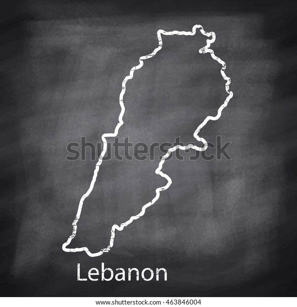 Lebanon Map Drawn Chalk On Blackboard Stock Vector (Royalty Free ...