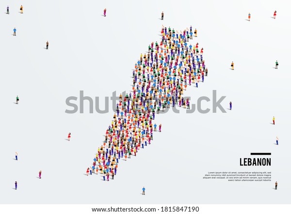 Lebanon Map Large Group People Form Stock Vector (Royalty Free ...