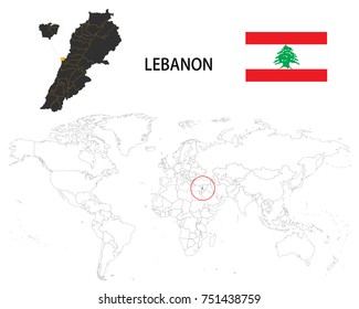 Lebanon Map On World Map Flag Stock Vector (Royalty Free) 476896996