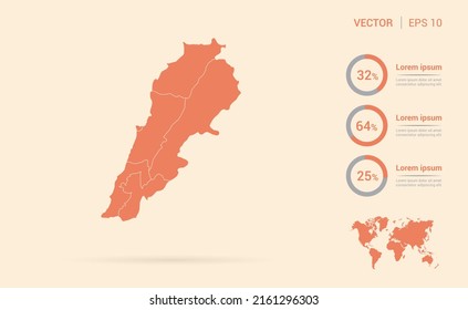 Lebanon Map Orange Abstract Infographic Vector Stock Vector (Royalty ...