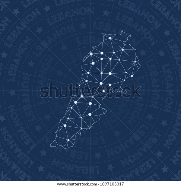 Lebanon Network Style Country Map Pleasing Stock Vector (Royalty Free ...
