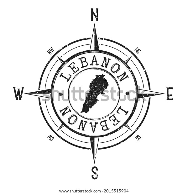 Lebanon Stamp Map Compass Adventure Illustration Stock Vector (Royalty ...