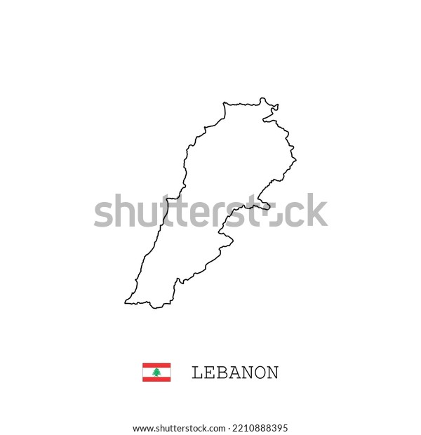 Lebanon Vector Map Outline Line Linear Stock Vector (Royalty Free ...